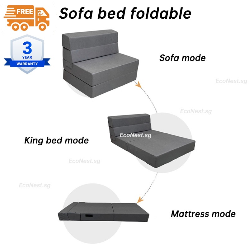 【SG Stock】Foldable Bed Single Foldable Mattress Double Mattress Sofa Thickness 15cm Lazy Sofa ...