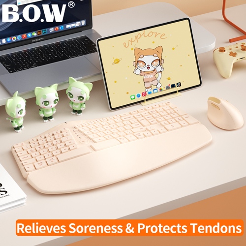 BOW K308DL Silent Office Keyboard Tri-mode Keyboards Bluetooth Portable ...