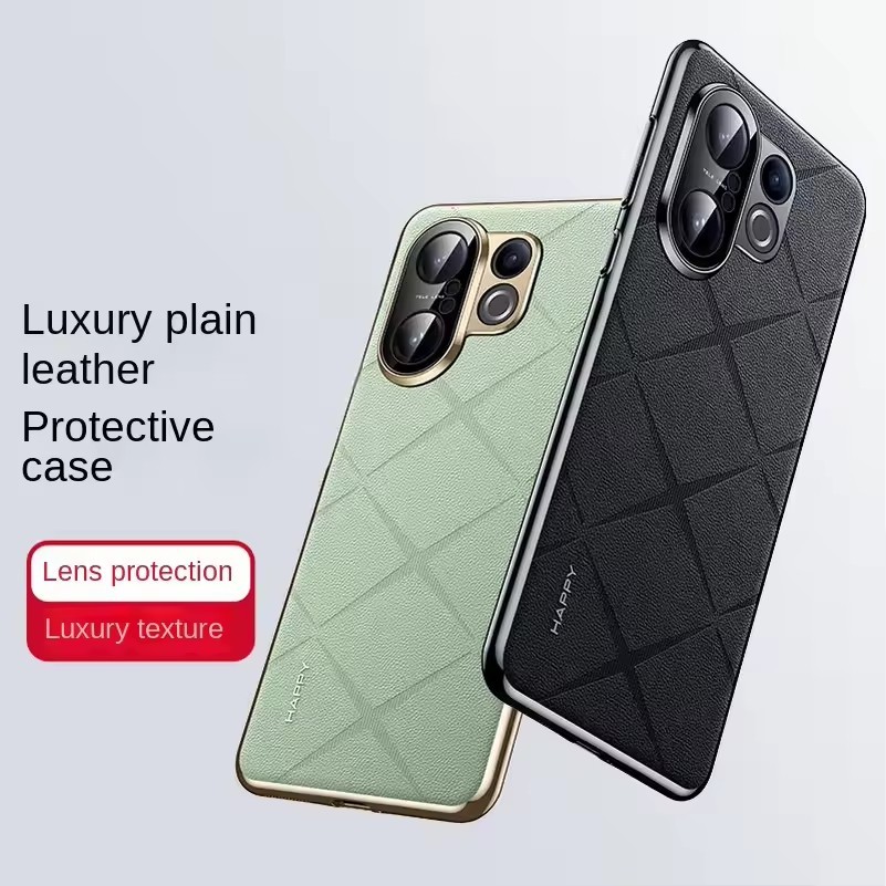 Luxury Plain Leather + Camera Lens Protect Case For VIVO X200 FE X200 Pro Mini vivo x200 pro ...