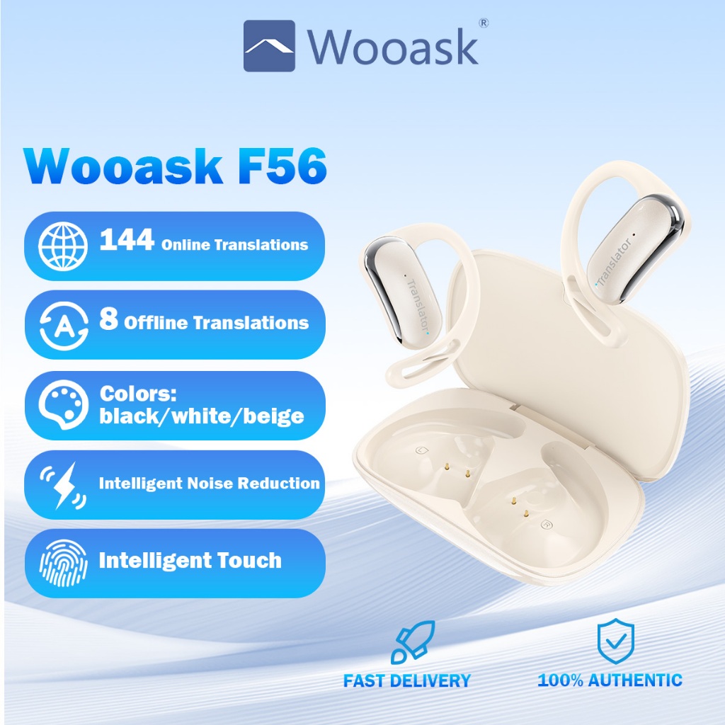 Wooask F56 AI Translation Wireless Earbuds Real Time 144 Language Translator Bluetooth Earphones ...