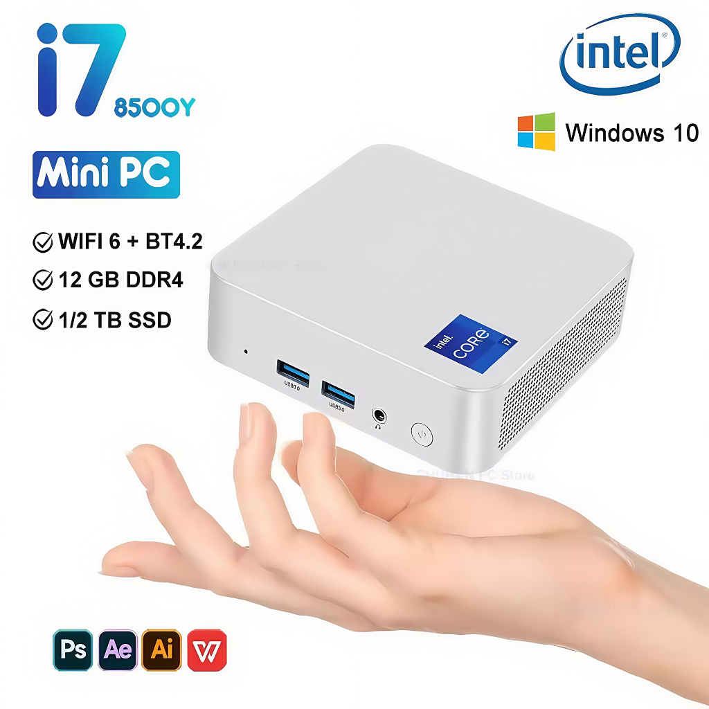 Mini PC Computer Intel Core i7 8500Y 12GB DDR4 1TB SSD Windows 10 Portable office student PC ...