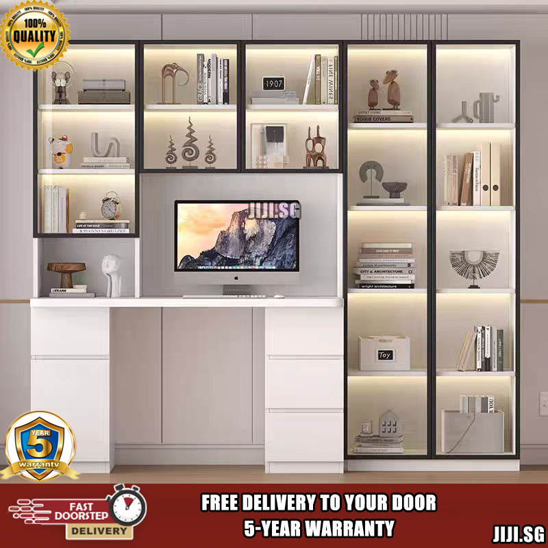 Desk Bookshelf Combination With Bookcase Integrated Home Desktop ...