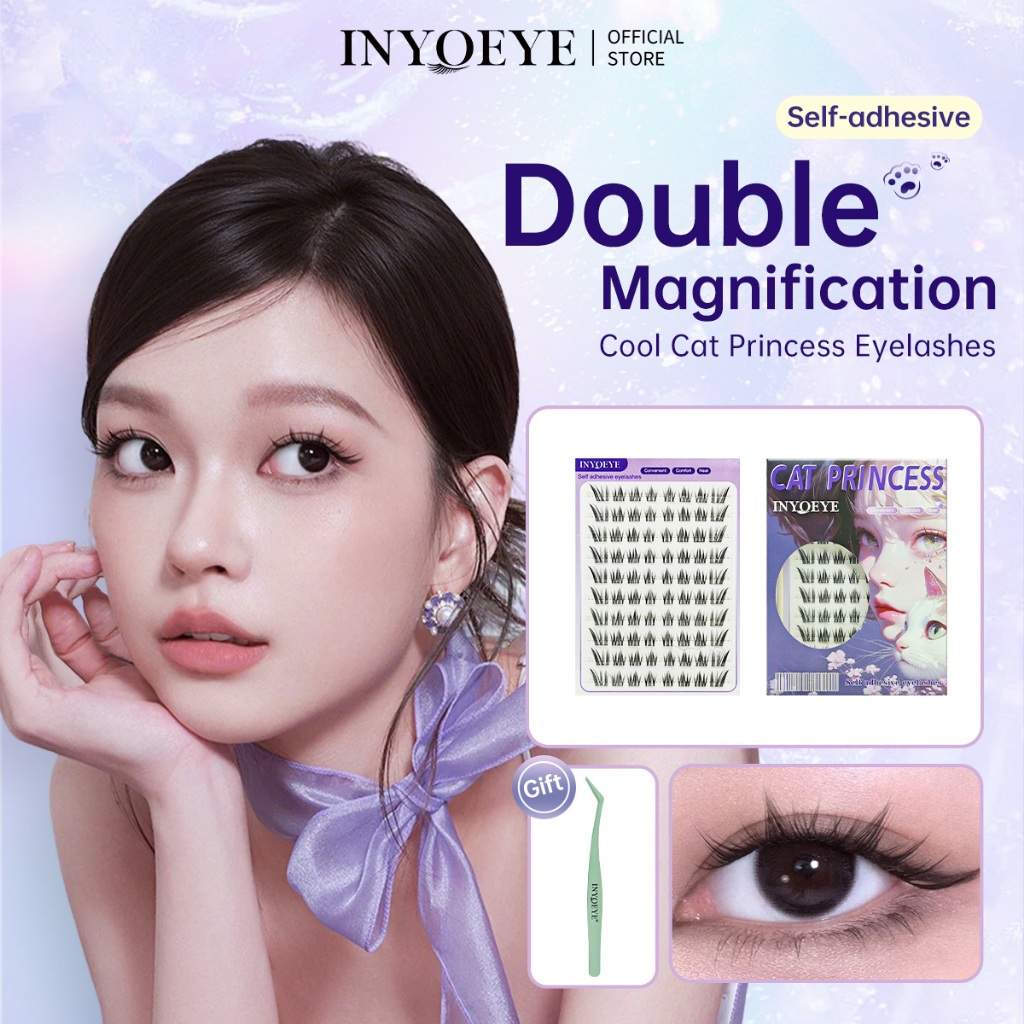 INYOEYE self adhesive False eyelashes Cat princess False eyelashes No ...