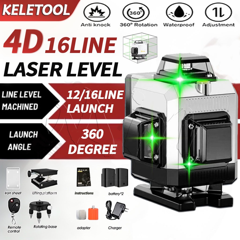 16 Lines Laser Level 4D Green Light Laser Level Digital Self Leveling ...