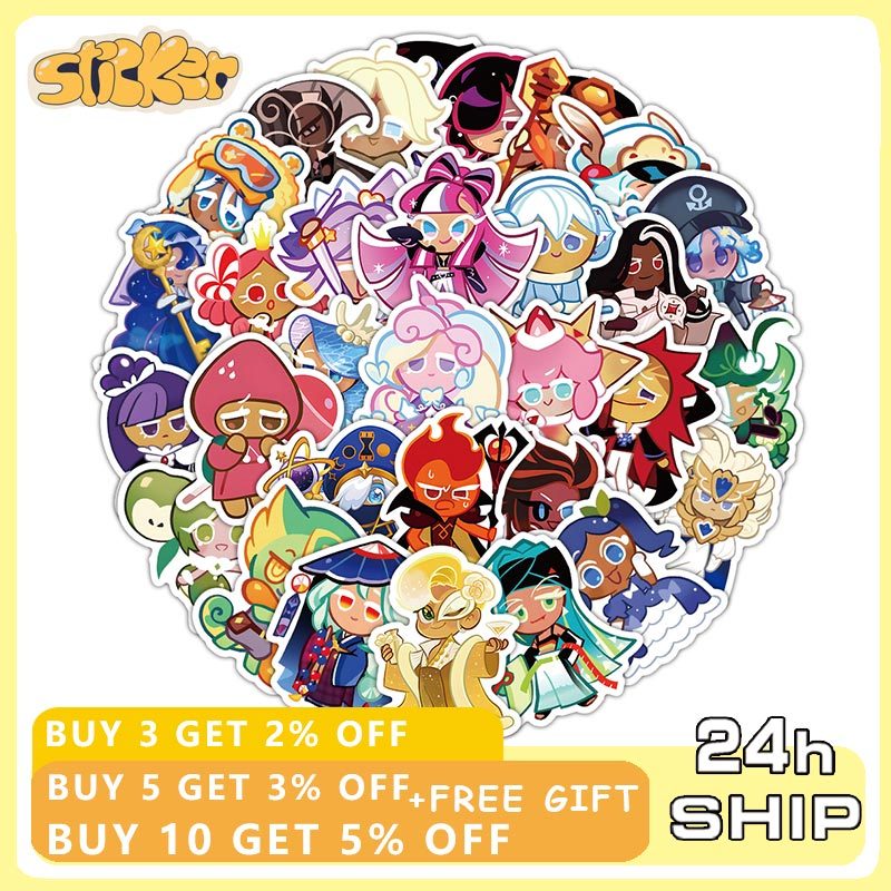 53PCS Cookie Run Kingdom Cartoon Stickers Funny Game Decals Suitcase ...