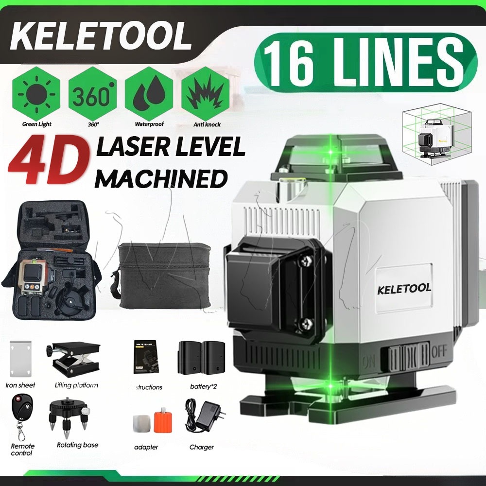 Laser Level Adjustable Laser 360° Rotary Cross 3D 4D Self Leveling ...