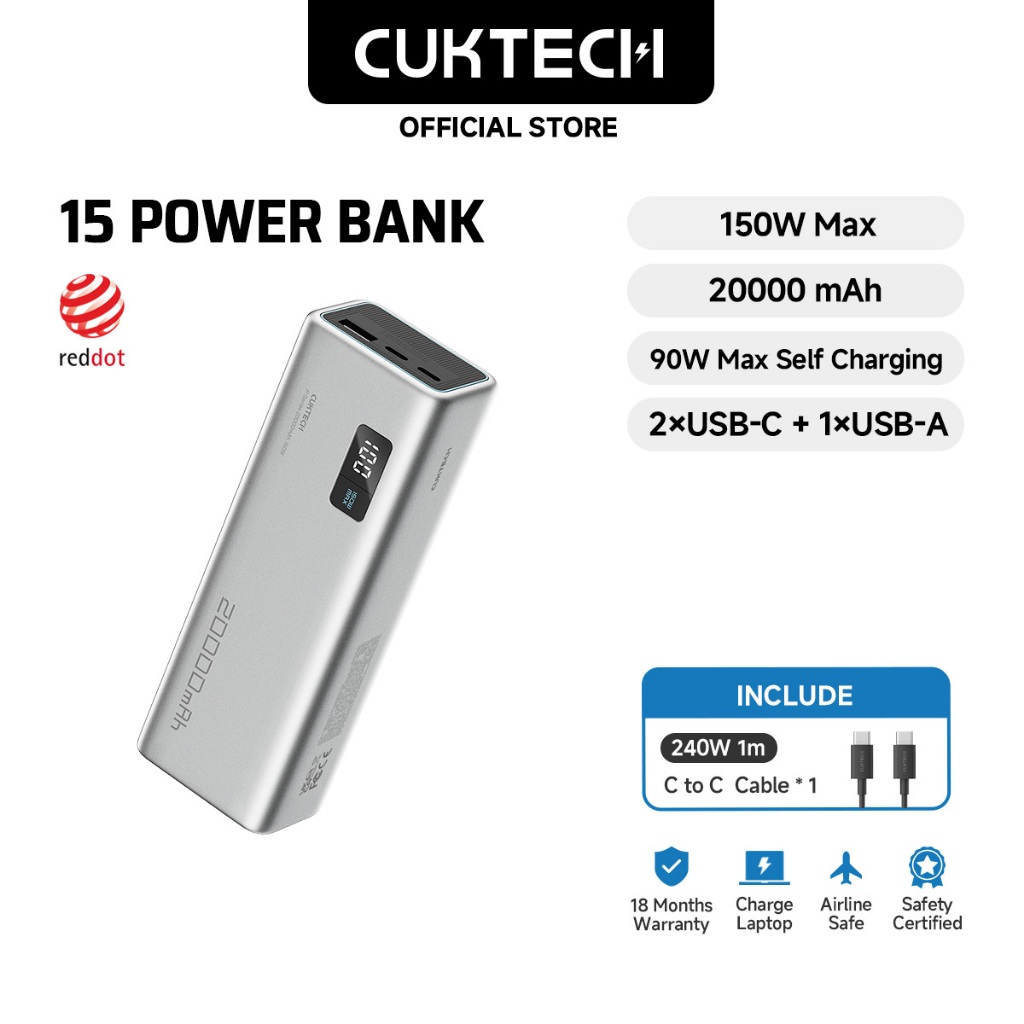 CUKTECH 15 Power Bank 20000mAh 150W Fast Charging powerbank – PD3.1 type C Laptop & Phone ...