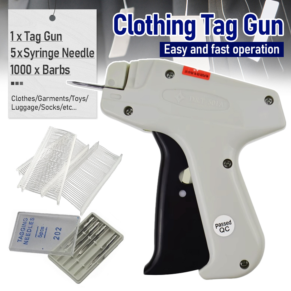 1Set Tag Gun Clothes Garment Price Label Tag Gun +5 Steel Needles+1000 ...