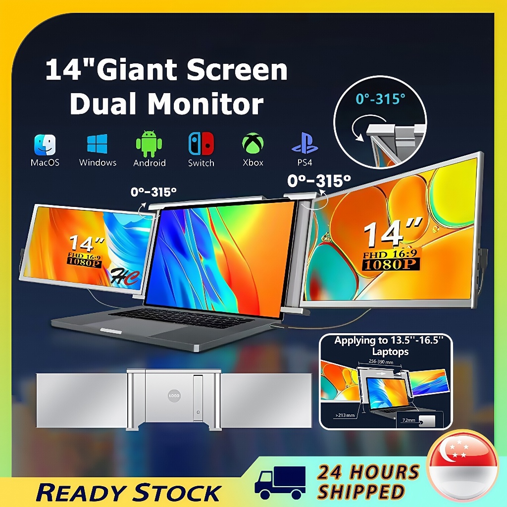 🇸🇬[SG Seller] 14-inch dual-screen portable monitor full HD 1080P laptop ...