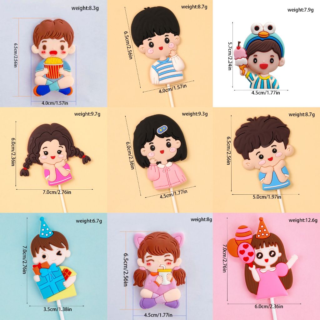 Cute Cartoon Character Cake Toppers Set (12 Styles) - Adorable Party ...