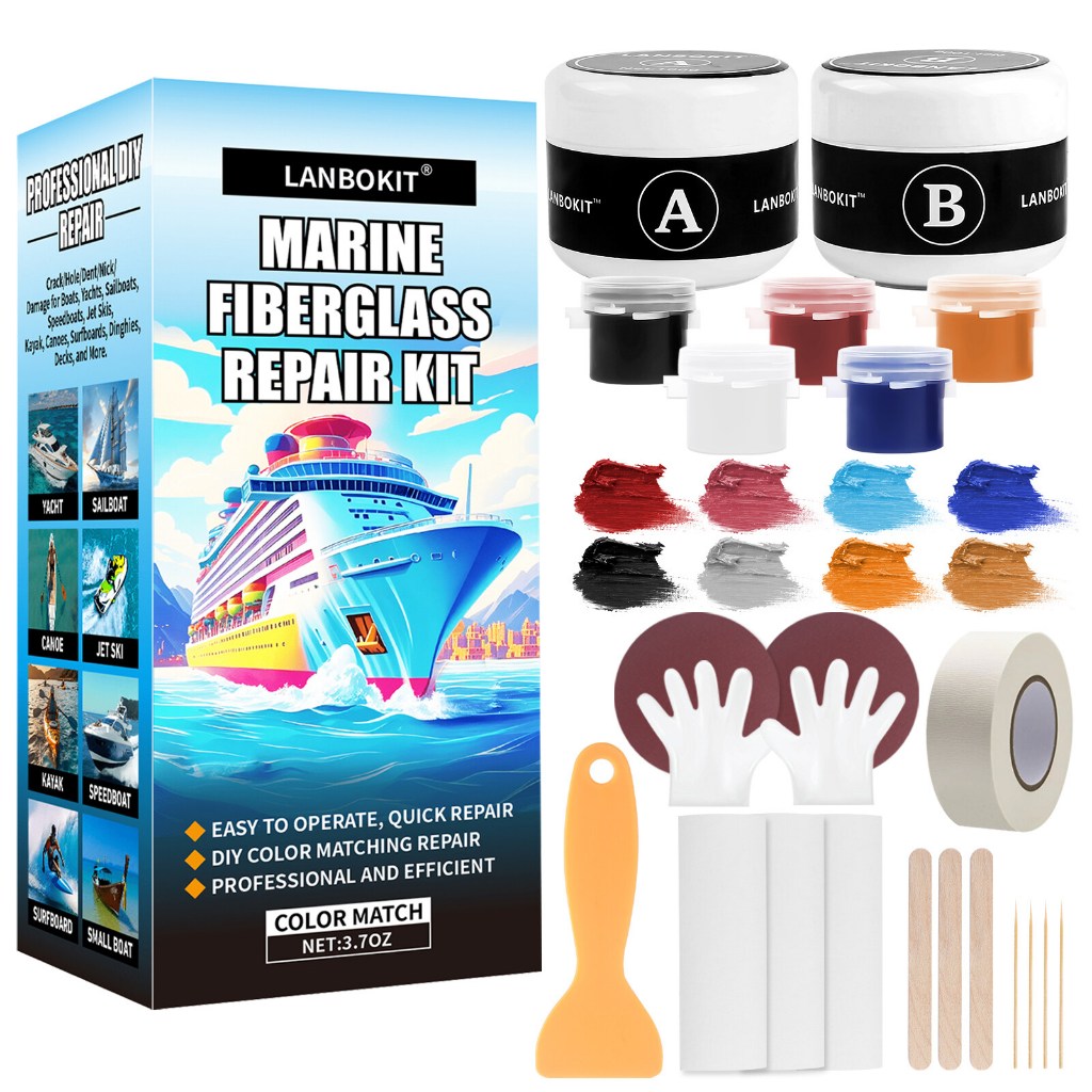 Marine Fiberglass Repair Kit for Boats, Gel Coat Repair Kit and Epoxy ...