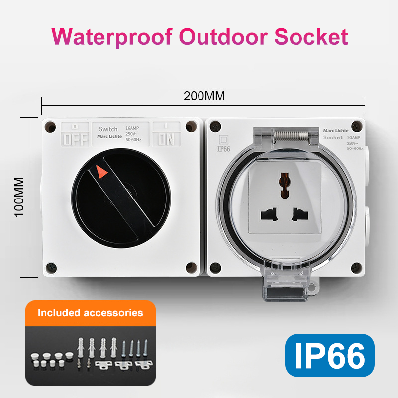 waterproof Outdoor Sockets, rainproof Wall Electrical Outlets,IP66 ...