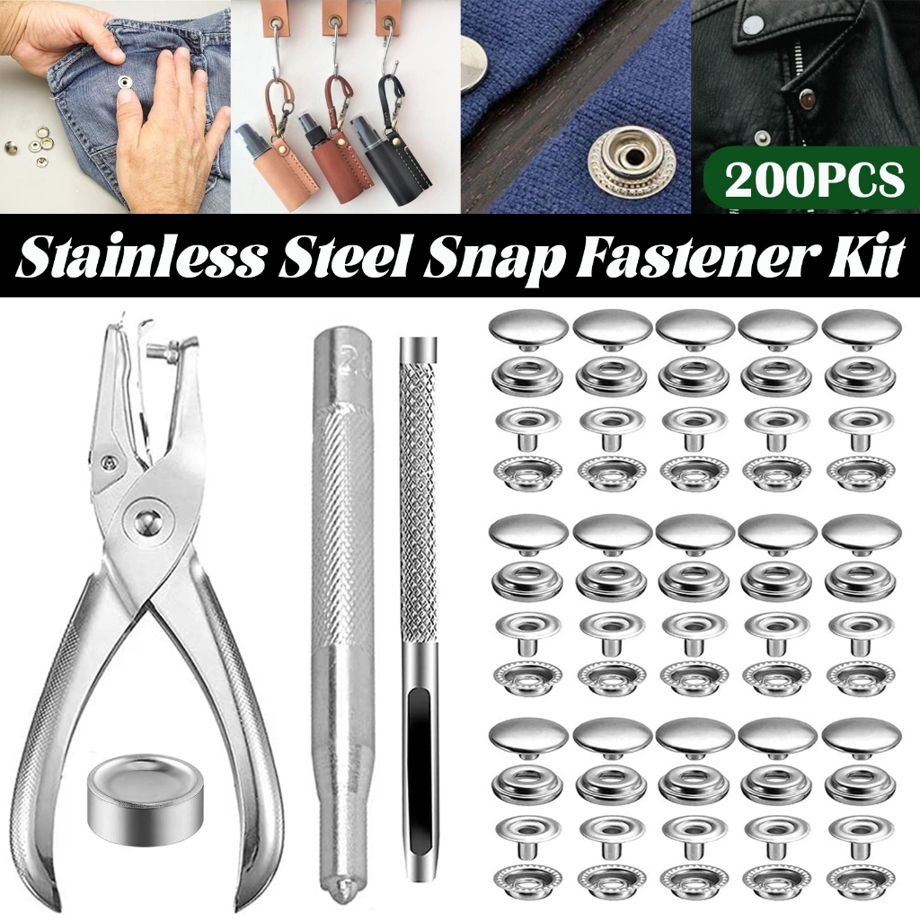 200Pcs Snap Button Plier Metal Snap Button Set Snap Button Stainless Steel Snap Fastener Plier ...