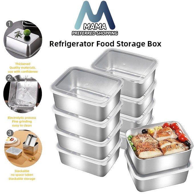Picnic Box 10PC 304 Stainless Steel Refrigerator Food Storage Box whit ...