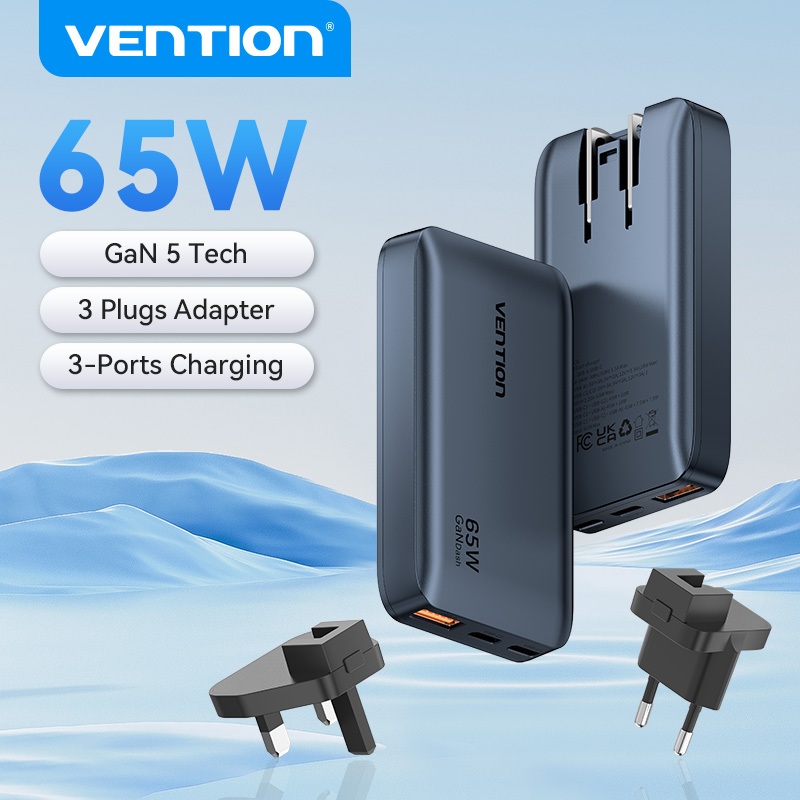 Vention GaN 65W Travel Charger Ultra-Slim Foldable Design PD Fast ...