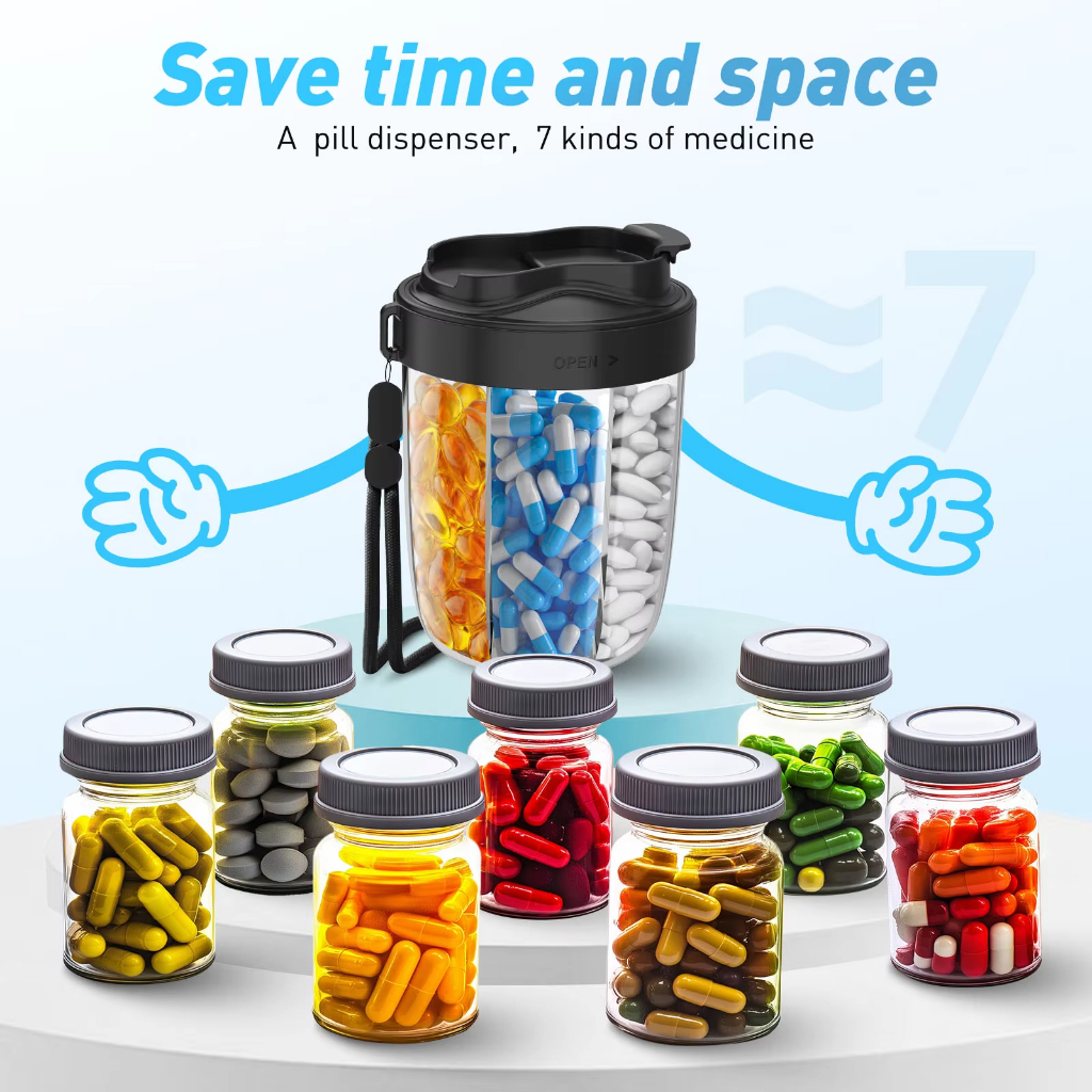 7 Grids Large Pill Box Cases for Travel A Month Pill Organizer Pill ...