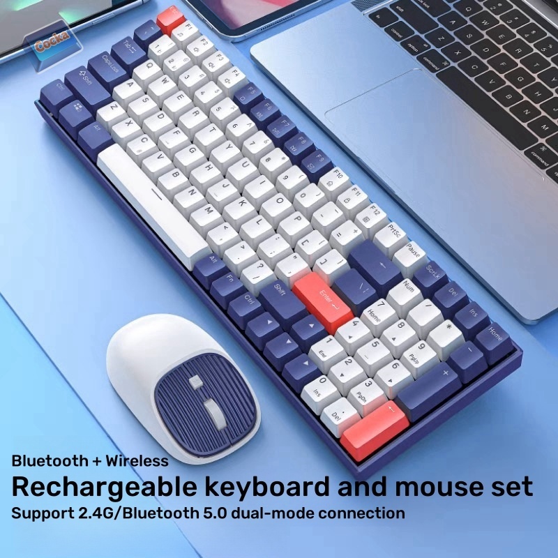 3-mode keyboard and mouse set, 100-key wired & wireless Bluetooth ...