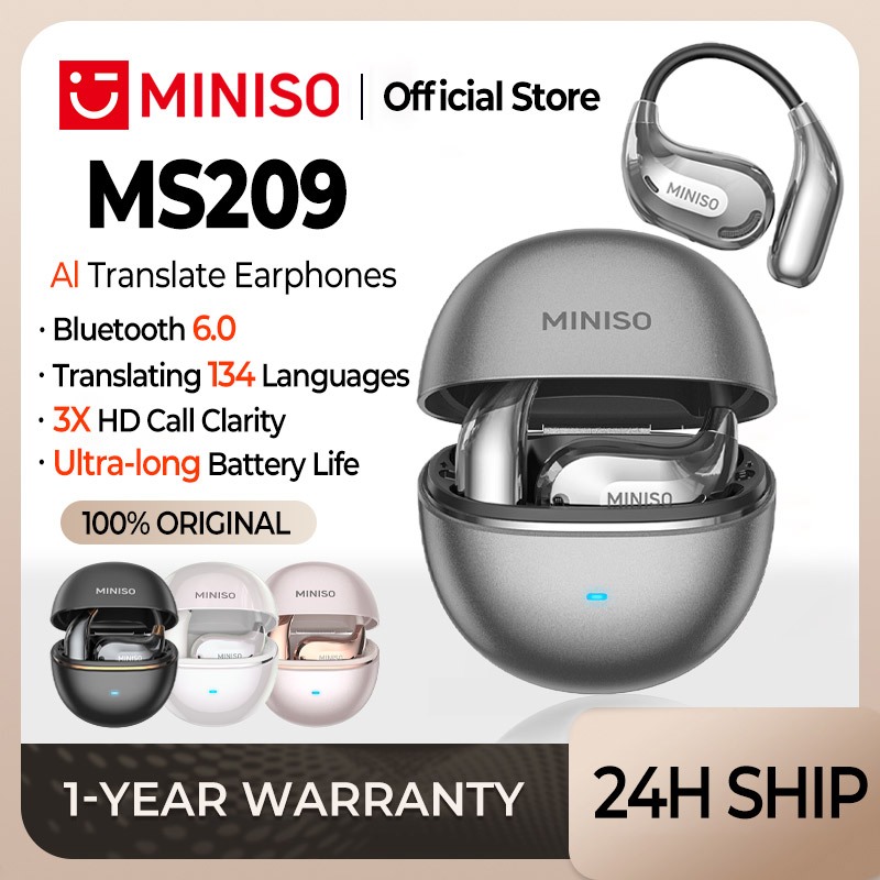 MINISO MS209 AI Translation Earphones Bluetooth 6.0 Wireless Earphones ...
