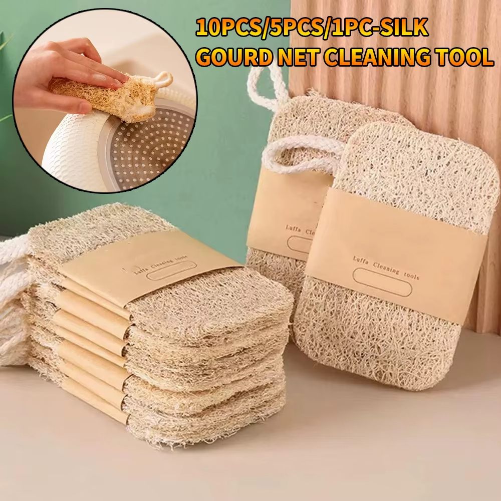 10Pcs Natural Luffa Sponge Dish Washing Cloth Loofah Scrub Pad Dish Pot ...