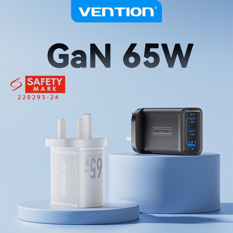 [SG Stock]Vention 65W GaN Charger (1 Year Warranty) UK Plug 3 Ports ...