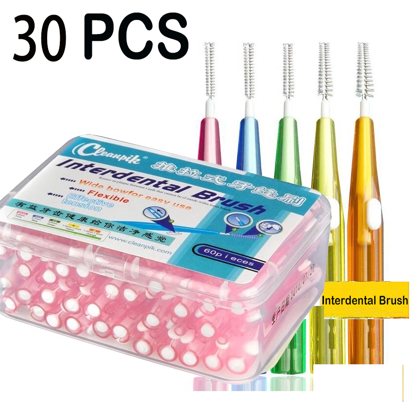 30 PCS Interdental Brushes Push-Pull Slim Toothpick Orthodontic Wire ...