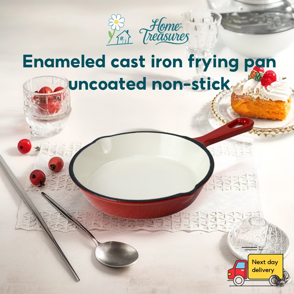 Enamel Cast Iron Frying Pan Breakfast Omelette Pan Round Non Stick ...