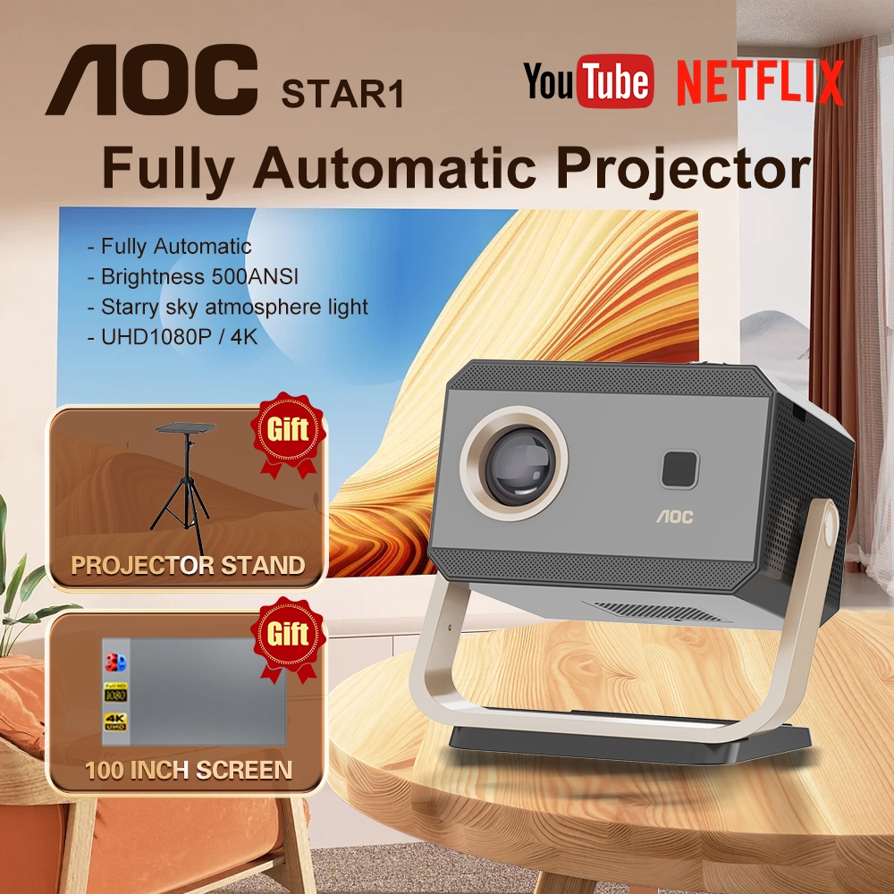 AOC STAR1 Star Projector 4K/ HD 1080P Fully Automatic Android OS WIFI ...