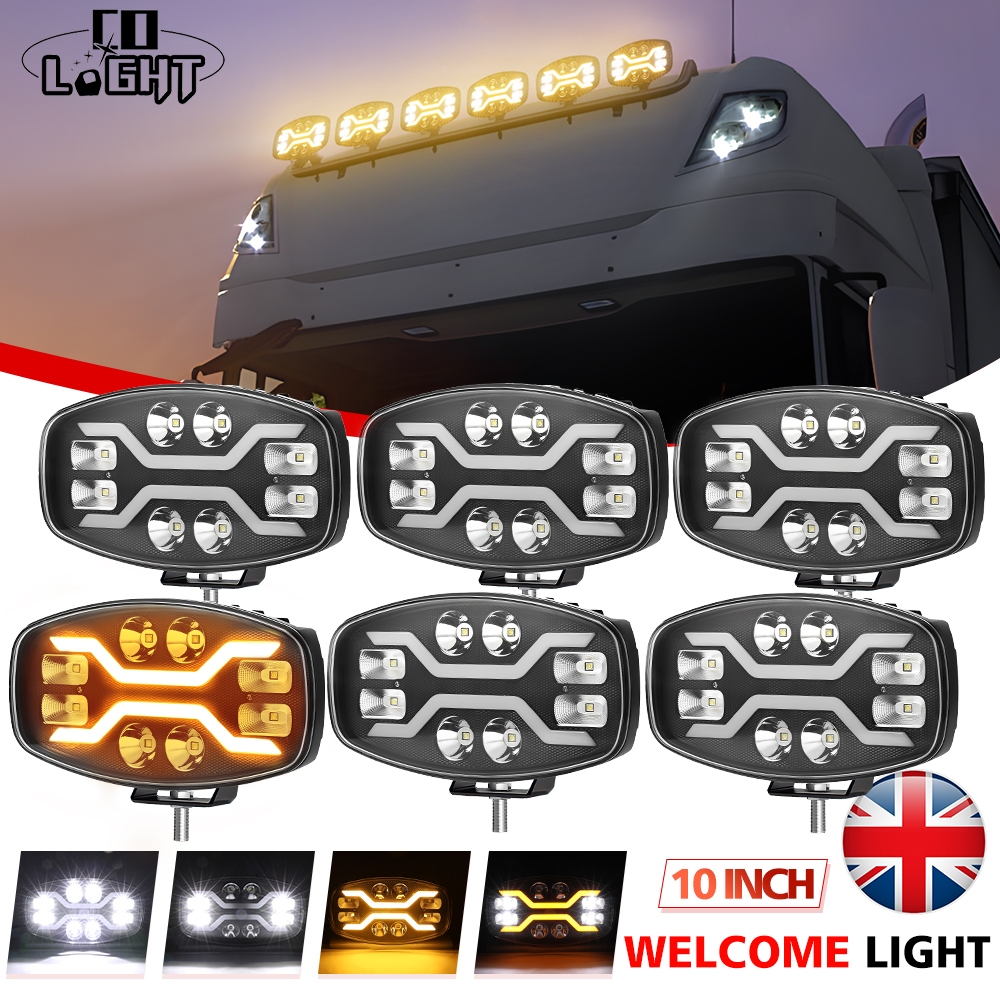 10 Inch Truck Lori Jumbo Spotlight 360W Flood Spot 12-24v Amber White ...