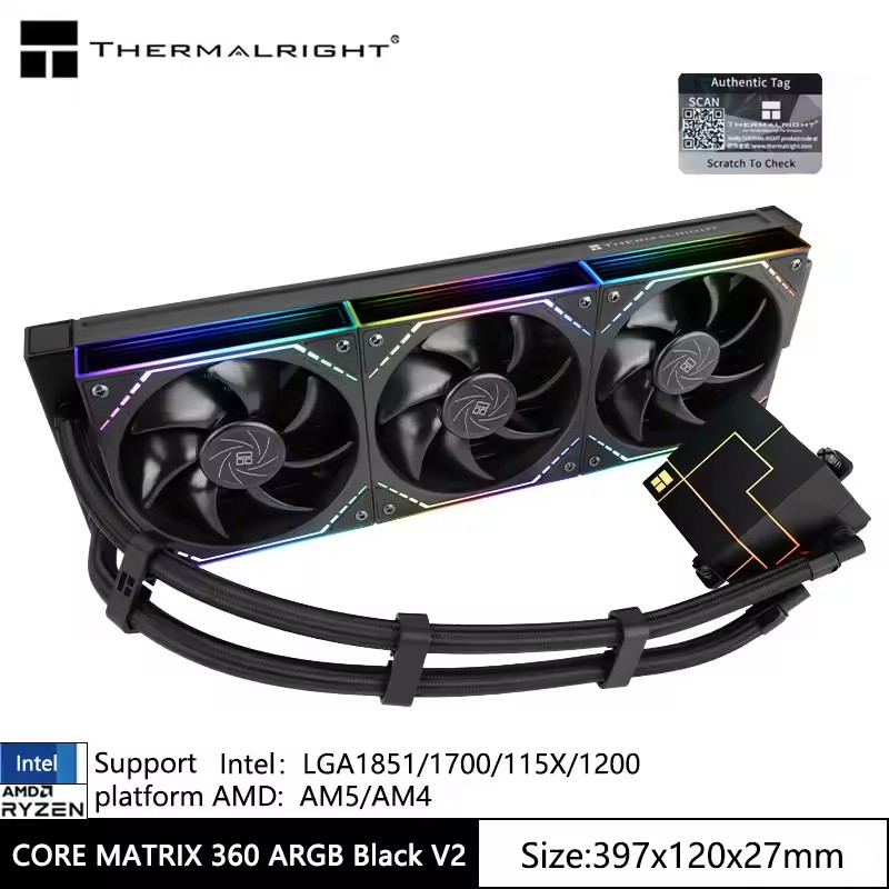 Thermalright CORE MATRIX 360 ARGB BLACK V2 All-in-one water cooling ...