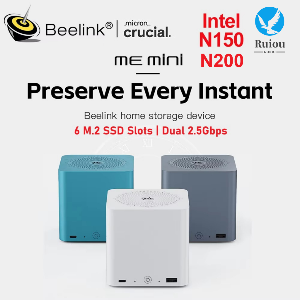 Beelink ME Mini 6-Slot Home Storage NAS Mini PC Intel Twin Lake N150 ...