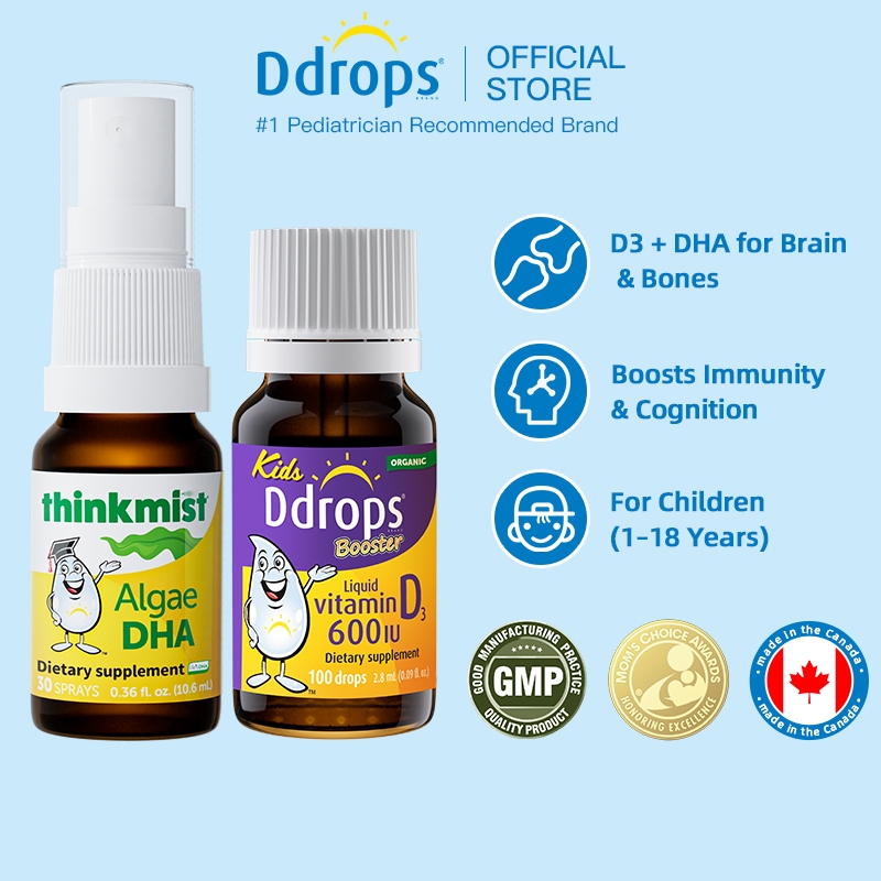 Ddrops Kids Brain & Eye Development Combo - Liquid Vitamin D3 600 IU ...