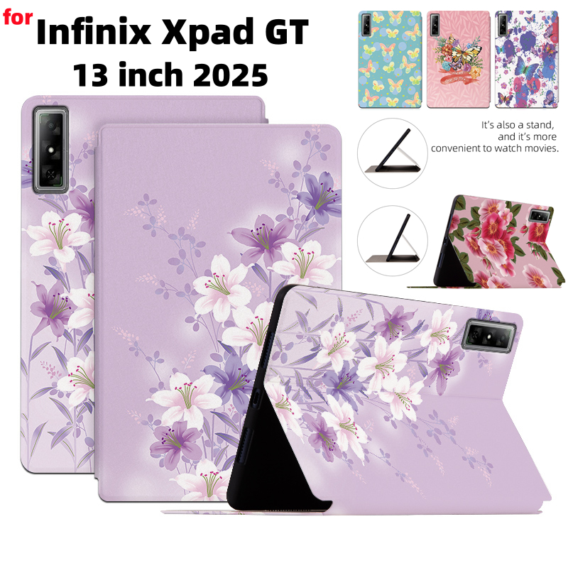 For Infinix Xpad GT 13 inch 2025 PU Leather Tablet Stand Case Butterfly ...