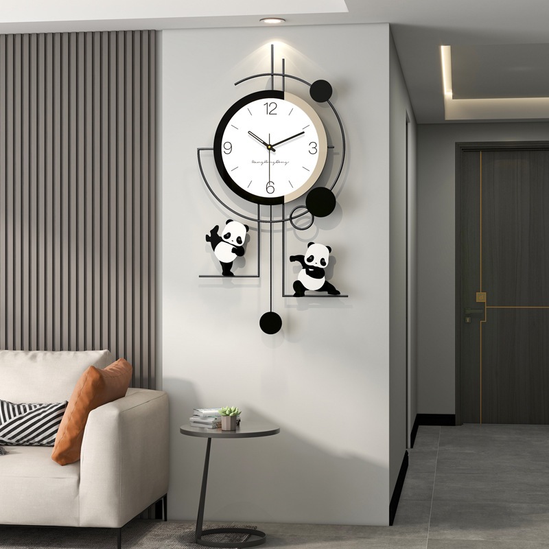 Modern Style Panda Clock Creative Living Room Wall Clock Simple Modern ...
