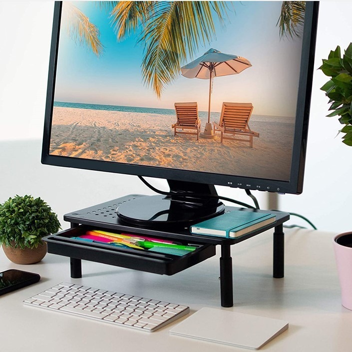 Monitor Stand 3 Height Adjustable Monitor Stand Ergonomic Metal Monitor ...