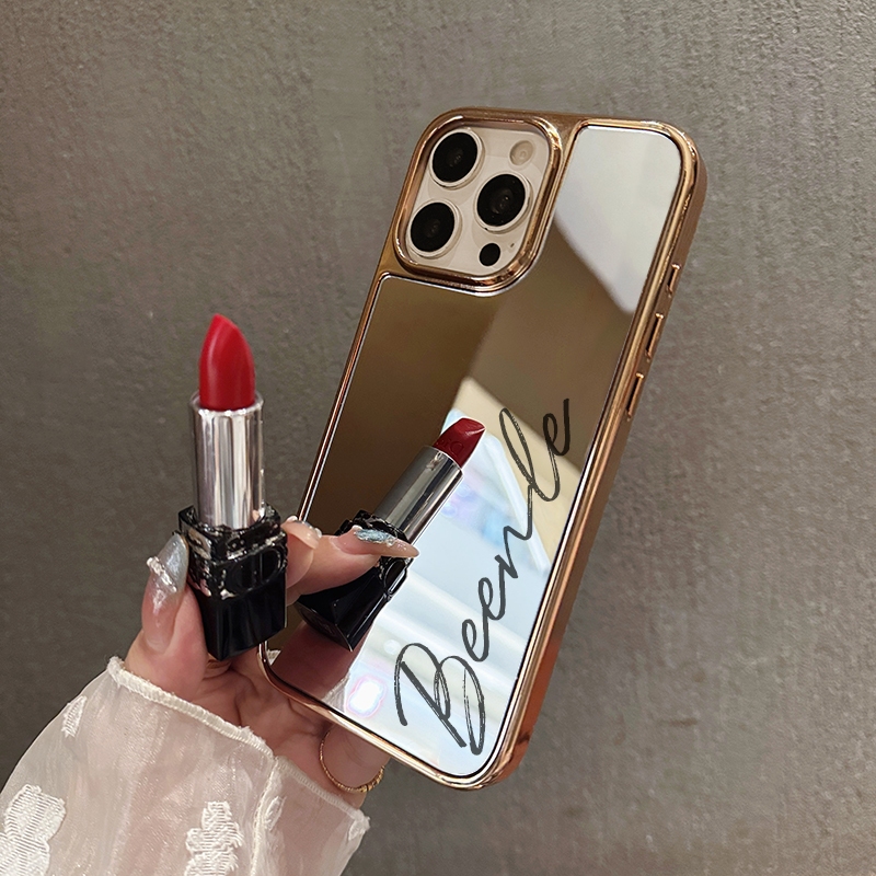 New custom text makeup mirror phone case suitable for iPhone 16 Pro Max ...
