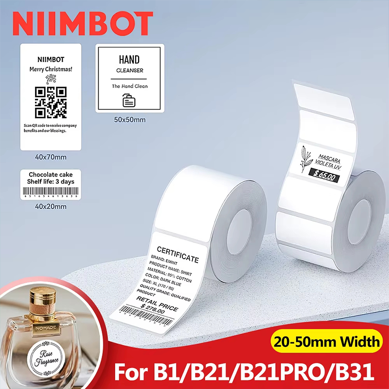 NIIMBOT B1/B21/B3S Thermal Label Sticker Paper Clothing Tag Household Labels Printing Width 20 ...