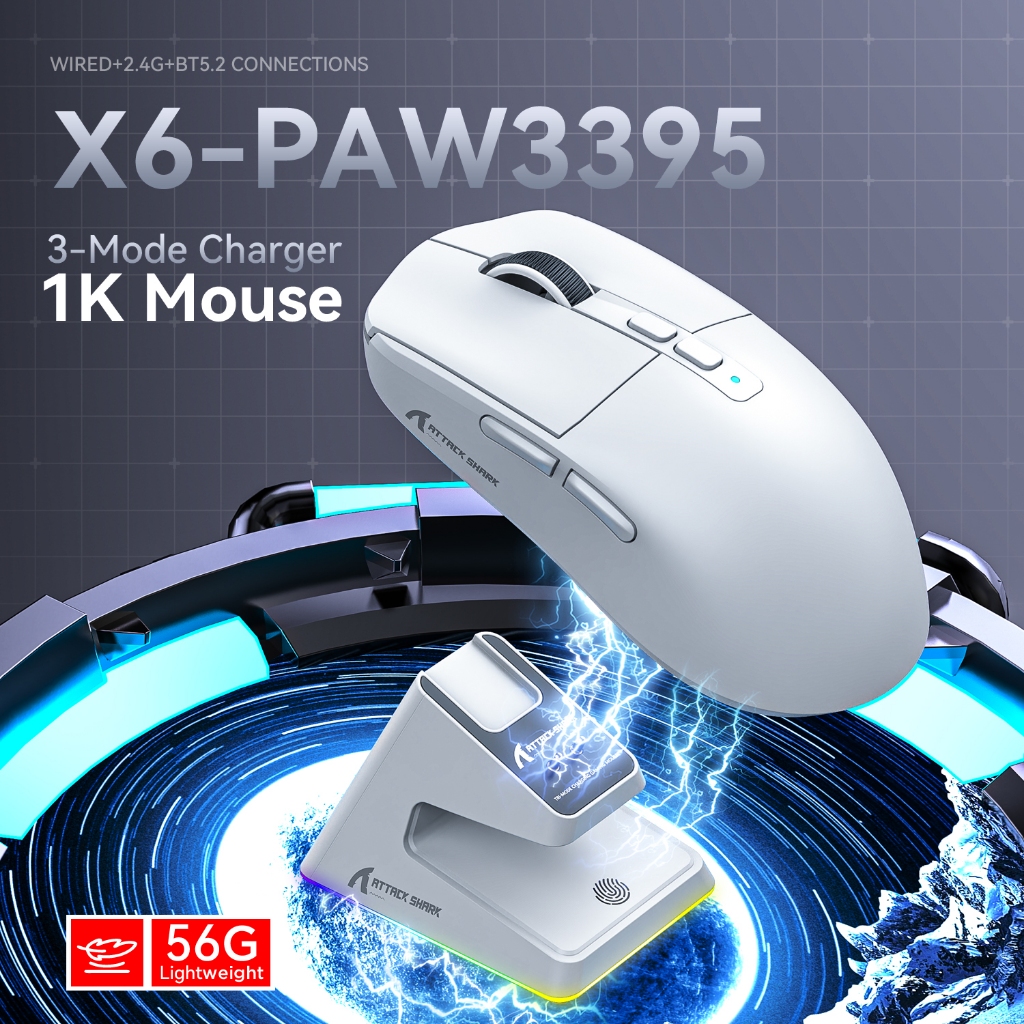 Magnetic Fast Charging wireless Gaming mouse attack shark X6/X11,Tri ...