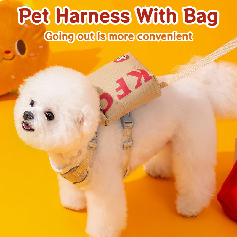 Dog leash backpack with small dog chest strap Teddy cat anti breakout ...