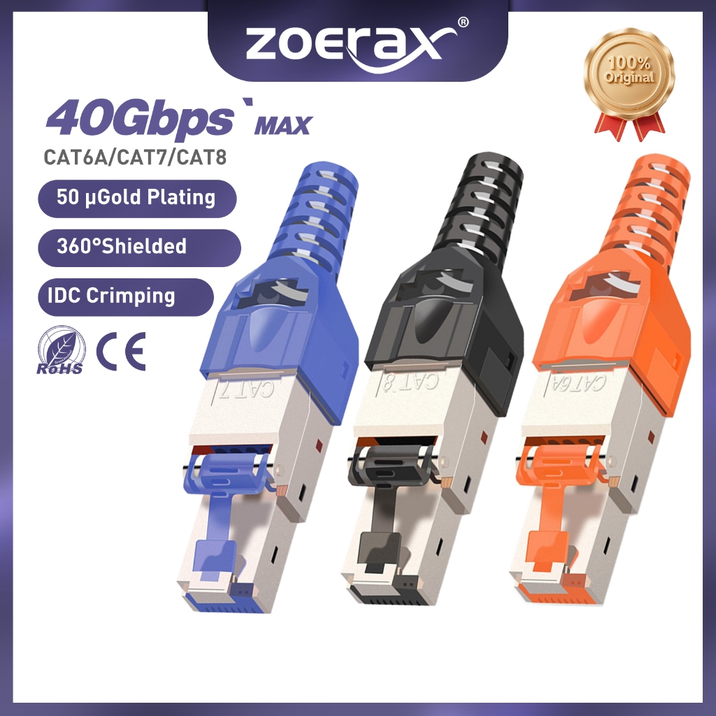 ZoeRax RJ45 CAT8 Cat7 CAT6A Connector Tool-Free, Toolless RJ45 ...
