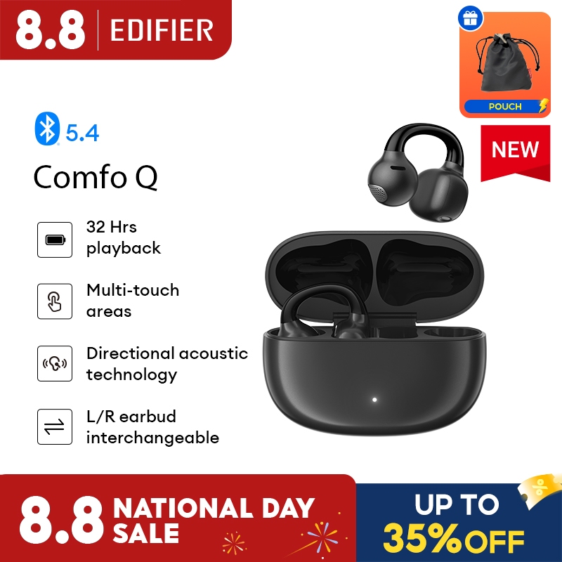 Edifier Comfo Q Open-ear True Wireless Earbuds Bluetooth V5.4 32hrs Playtime Wearing Detection ...