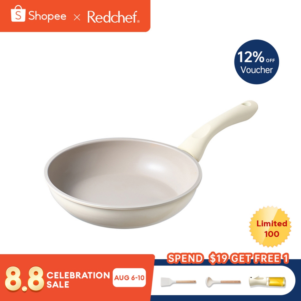 Redchef Nonstick Ceramic 20cm Stir-Fry Pan Wok No PFAS& PTFE& PFOA Suitable for All Stoves ...