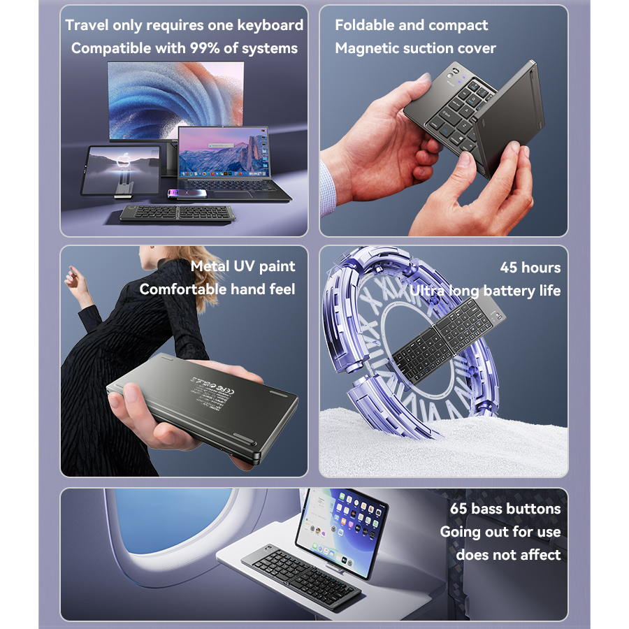 Foldable Bluetooth 5.1 Keyboard with Full Size Touchpad,Rechargeable ...