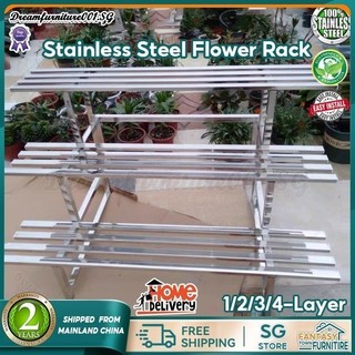 【Ready Stock】Stainless Steel Flower Rack 1-4-Tier Indoor/Outdoor Flower ...