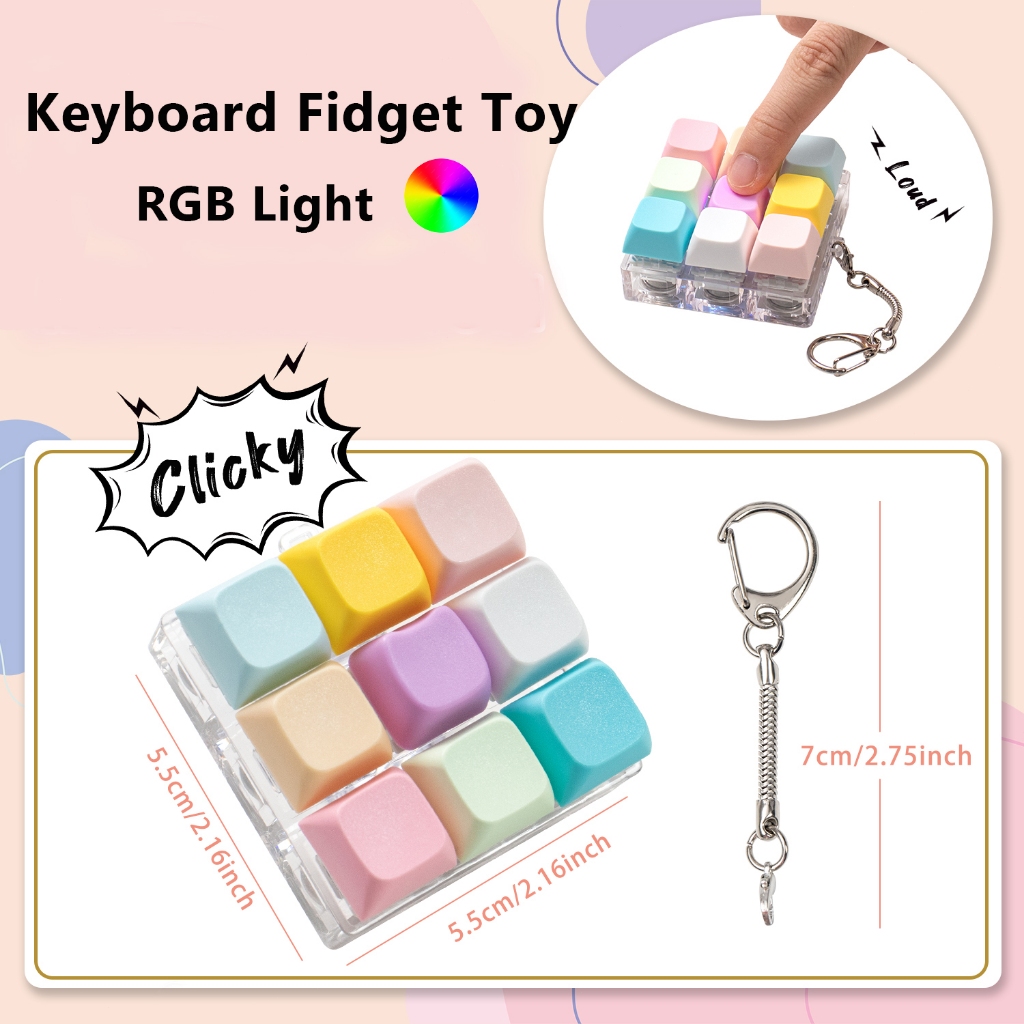9 Keys Keyboard fidget Toy RGB Lights Multiple colors Fidget Clicker ...