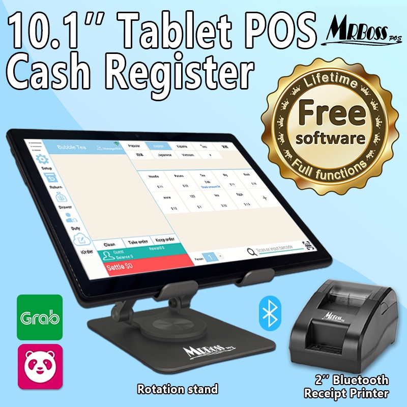 10.1'' Tablet lifetime POS Till Cash Register Receipt Printer rotation ...