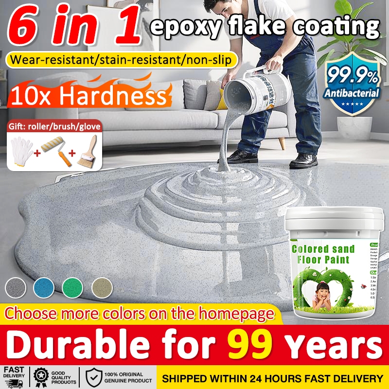 6IN1 colour sand floor paint 1000ml epoxy floor paint 10x Hardness ...