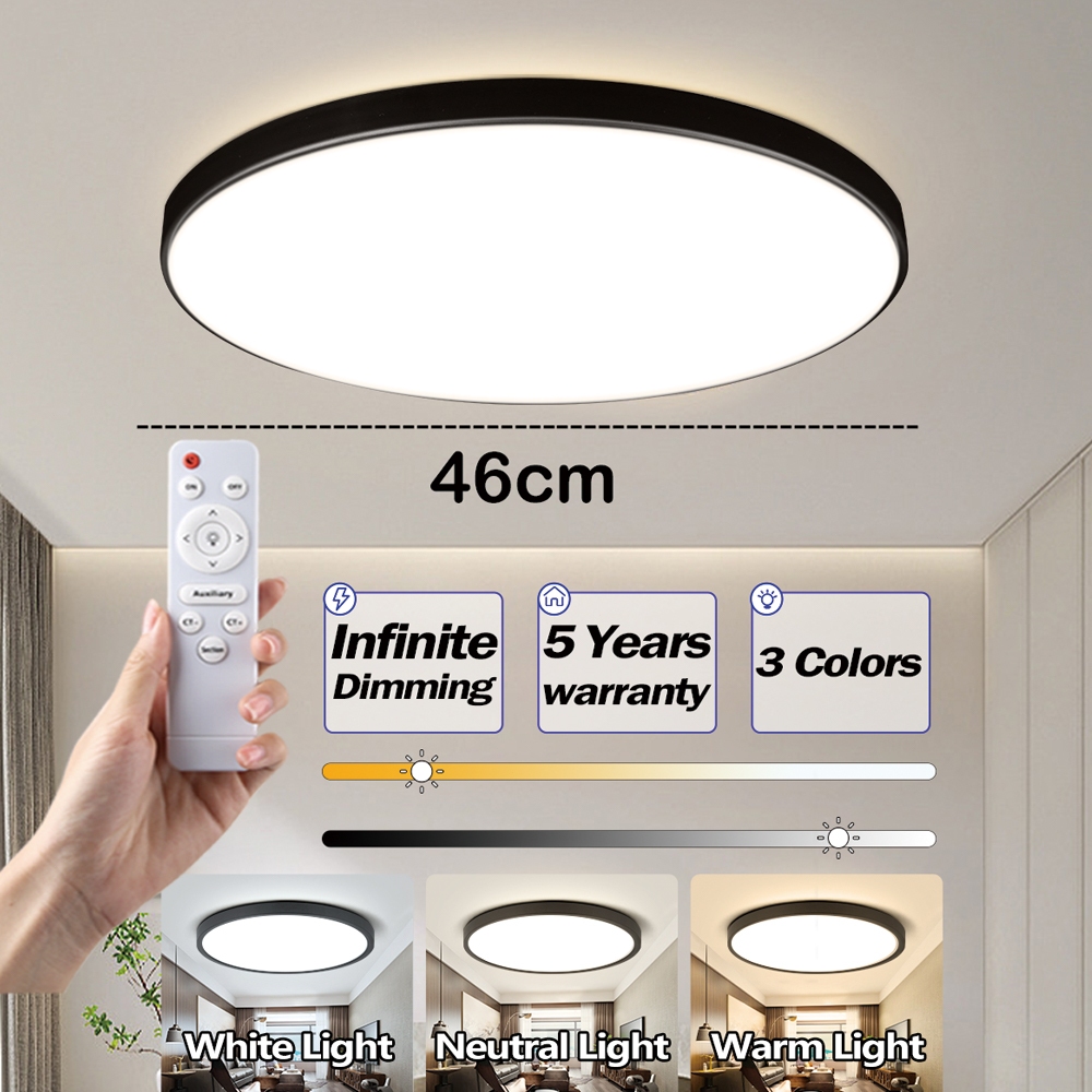 【3 Years Warranty】LED Ceiling Lights Modern Tricolor Ceiling Light 18W ...