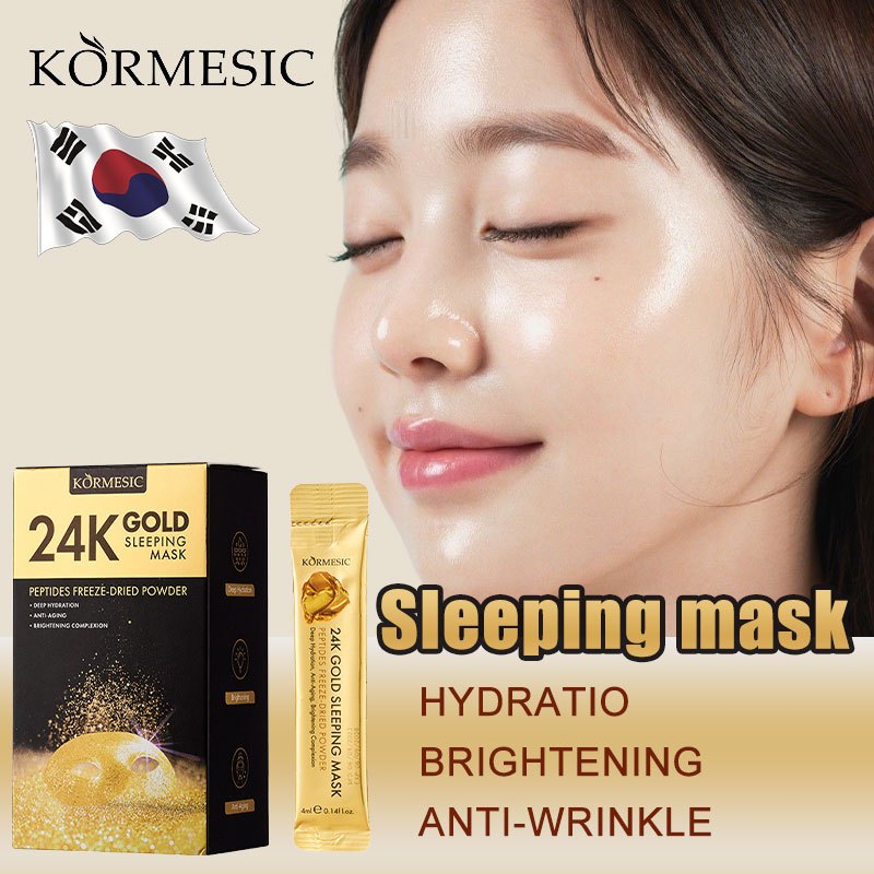 24K Gold Sleeping Mask Collagen Mask 20 Pieces Hydrating Brightening ...