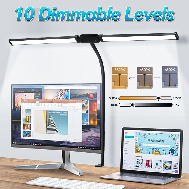 Led Desk Lamps 3 Color Dimmable Double Head Desk Lamps Study Table ...