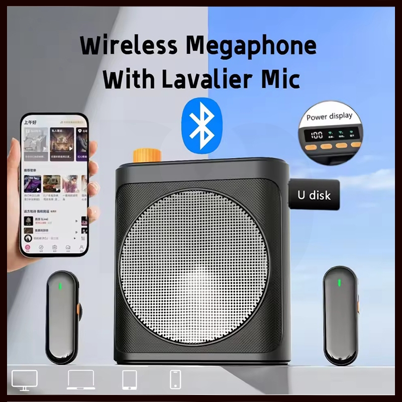 Mini Wireless Bluetooth Megaphone Speaker With Lavalier Microphone For ...